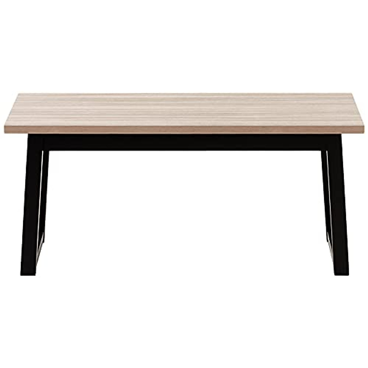 Signature Design by Ashley Waylowe Modern 3-Piece Dining Set, Includes Table and 2 Benches, Black & Beige