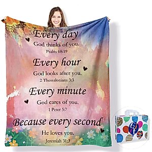 Christian Gifts for Women, Bible Verse Blanket with Inspirational Thoughts and Prayers - Religious Throw Blankets Soft Lightweight Cozy Plush Warm