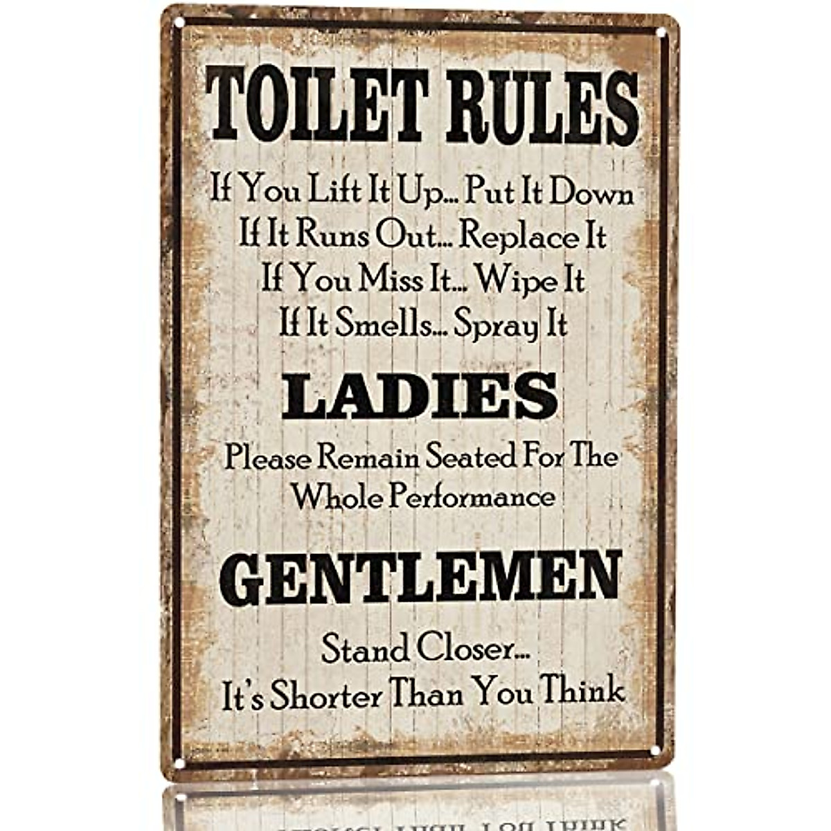Funny Toilet Rules Warning Sign Metal Tin sign Retro Funy Bathroom Decor for Bar Cafe Pub Home 8x12 Inch