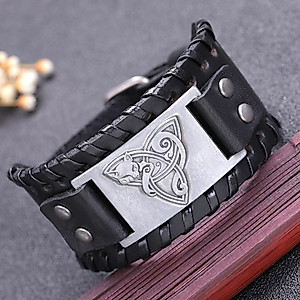 TURTLEDOVE Viking Bracelet Celtic Fox - Freya Cat in Triquetra Trinity Knot - Pagan Jewelry of Talisman