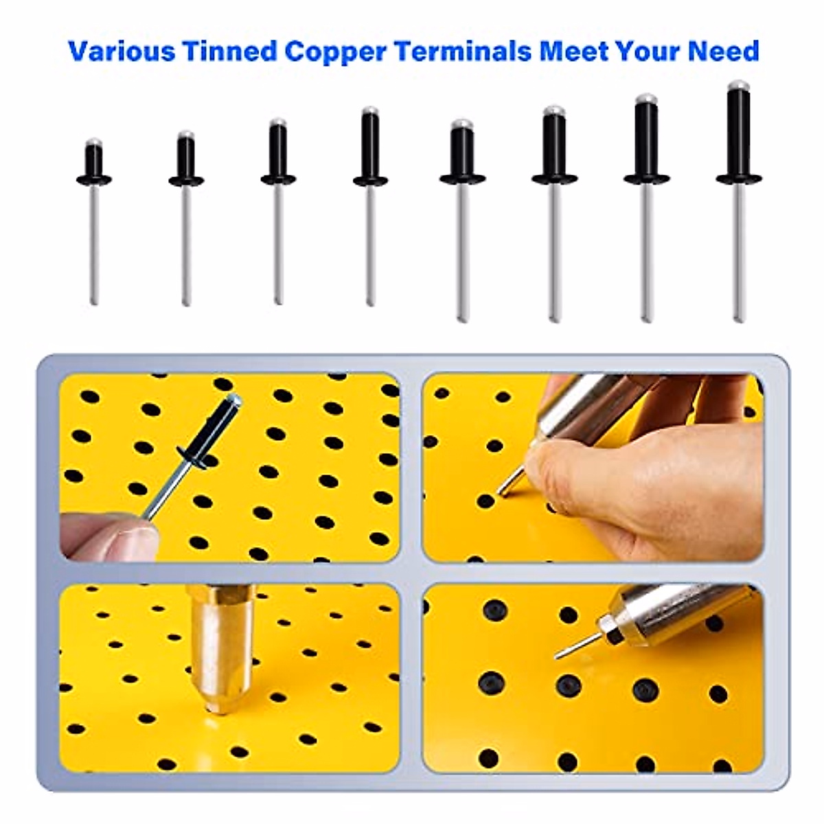 600PCS Black Pop Rivets, 8 Sizes of Aluminum Blind Rivets Assortment Kit（1/8" x 1/4", 5/16", 3/8", 1/2"; 3/16" x 5/16", 3/8", 1/2", 5/8"）