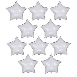18 Inch White Star Balloons Foil Balloons Mylar Balloons for Party Decorations Balloons,Pack of 10