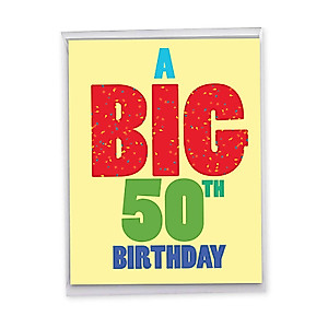 NobleWorks - 50th Big Funny Birthday Card (8.5 x 11 Inch) - Group Milestone Notecard for Year Old, Birthday Congrats - Big 50 J3940BDG