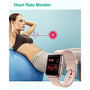 GRV Smart Watch for iOS and Android Phones, Watches for Women IP68 Waterproof Smartwatch Fitness Tracker Watch with Heart Rate/Sleep Monitor Steps Calories Counter (Pink)