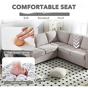 104'' Sleeper Sofa Bed Queen, L Shaped Sectional Sofa with Pull Out Couch Bed, Queen Size 6 Seater Sofa Bed with Memory Foam Mattress, Sectional Couches for Living Room Furniture Set, Beige