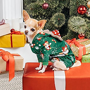 Dog Christmas Pajamas Reindeer Costume Puppy Hoodie Sweatshirts Xmas Cute Elk Pet Clothes for Small Dogs New Year Holiday Winter Warm Cats Jumpsuit Outfits Apparel (Christmas, X-Small)