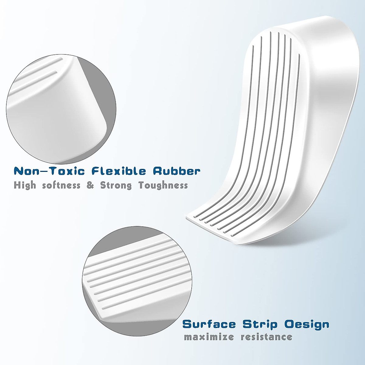 KOLAKO Door Stops, Rubber Door Stopper Wedge, Heavy Duty Extra Large Floor Doorstops for Bottom of Door, Security Big Door Stoppers Wall Protector, 2 Pack (White)