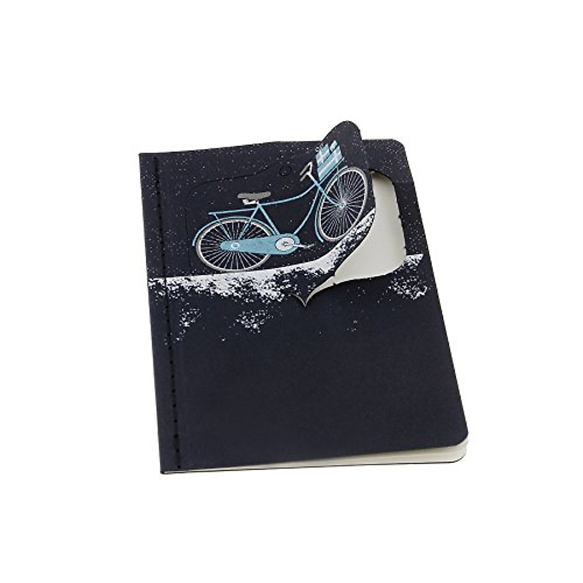 Moleskine Journey Ornament Note Card with Envelope, (3.5" x 5.5") Plain/Blank, Indigo Blue/Snowy Bicycle