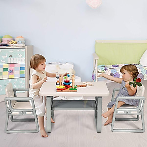 Costzon Kids Table and Chair Set, Children Activity Table & 2 Chairs w/Storage Rack for Toddler Arts, Crafts, Reading, Drawing, Playroom, Preschool, Gift for Boys & Girls, Toddler Table and Chair Set