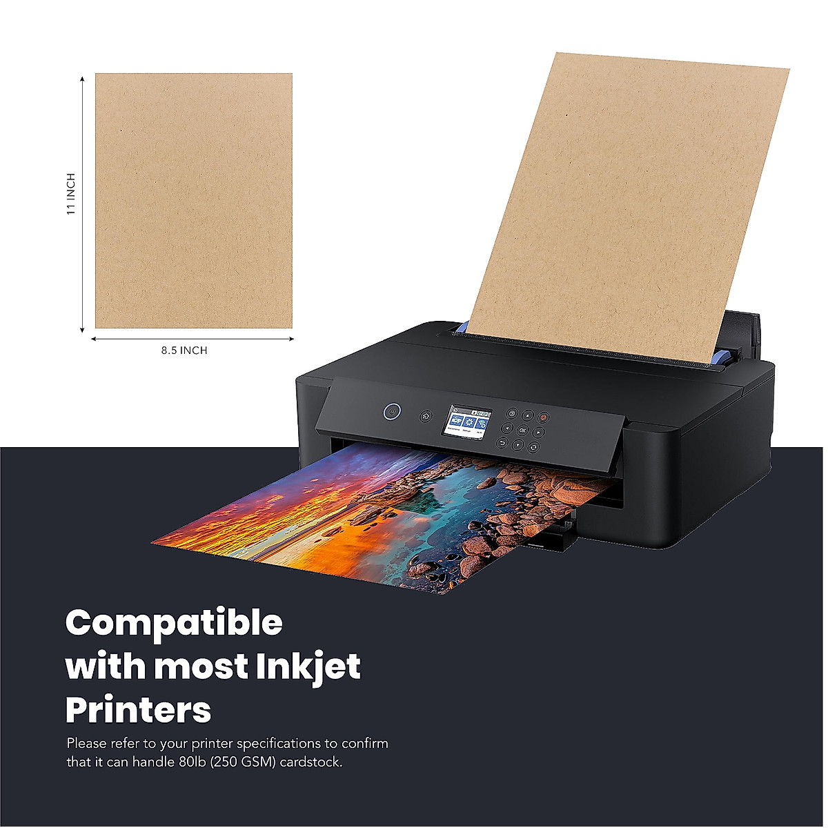 Kraft Cardstock Thick Paper 50 Sheets, 8.5" x 11" Heavyweight 92lb Cover Card Stock for Crafts and DIY Cards Making