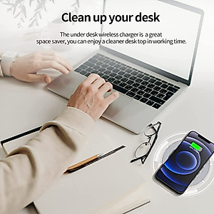 NiiTTER Invisible Wireless Charger, 40MM(1.57") Under Desk Wireless Charger, Under Counter Wireless Charging for iPhone 16/15/14/13/ Samsung Galaxy S23/S22/S21(Adapter Included)
