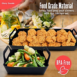 5 Pcs Silicone Sheet Pan Divider, Easy To Clean Nonstick Pan Set for Cooking | Silicone Baking Pans for Oven and Air Fryer | Baking Pans Set for Kitchen |BPA Free Silicone Baking Pan Organizer