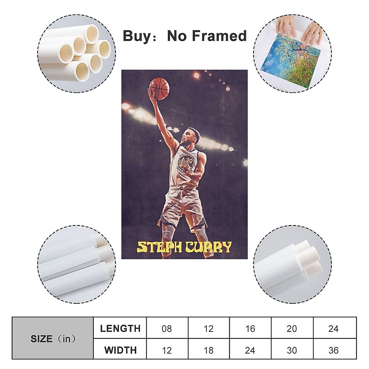 SRN Steph Curry Goal Poster Decorative Painting Canvas Wall Art Living Room Posters Bedroom Painting 12x18inch(30x45cm)