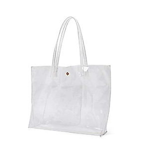 Dreubea Women's Soft Clear PVC Tote Shoulder Bag from, Big Capacity Handbag Clear