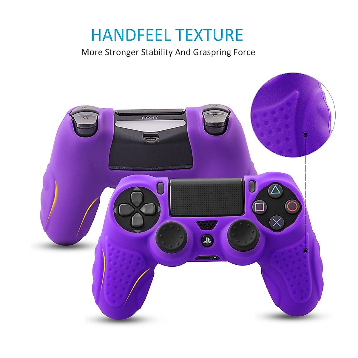 CHINFAI PS4 Controller DualShock4 Skin Grip Anti-Slip Silicone Cover Protector Case for Sony PS4/PS4 Slim/PS4 Pro Controller with 8 Thumb Grips (Purple)