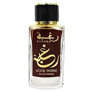 Raghba EDP (Eau De Parfum) I Middle Eastern baked sweets in a spice market scent I Warm, cozy, and smoky Vanilla add a sweet, elegance I Long - lasting and Great Silliage I by Lattafa Perfumes (Raghba Woody Intense)