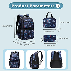 Galaxy School-Bag Backpack with Lunch-Bag for Boys Middle-School Elementary Bookbag