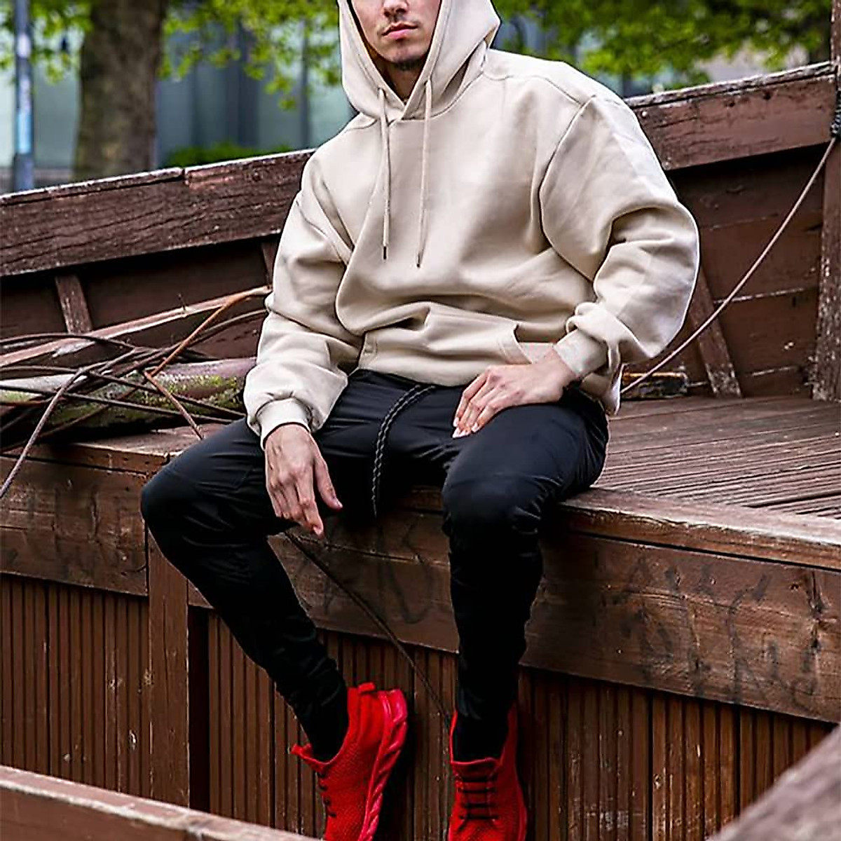 BROKIG Mens Lightweight Gym Jogger Pants,Men's Workout Sweatpants with Zip Pocket(Black,Large)