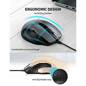 TECKNET Pro S2 High Performance Wired USB Mouse, 6 Buttons, Upto 2000dpi