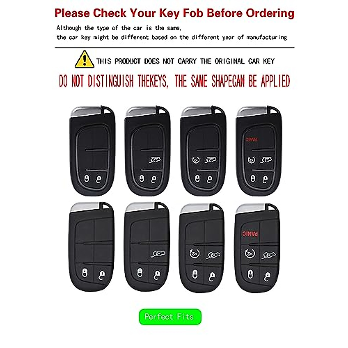 for Dodge Jeep Key Fob Cover Case Metal Shell Car Smart Keys Protect Keychain Compatible Grand Challenger Cherokee Chrysler (P-JEEAqh-Black)
