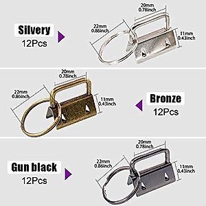 Swpeet 36 Sets 1" 25mm 3 Colors Key Fob Hardware with 1Pcs Key Fob Pliers , Glass Running Pliers Tools with Jaws, Studio Running Pliers Attach Rubber Tips Perfect for Key Fob