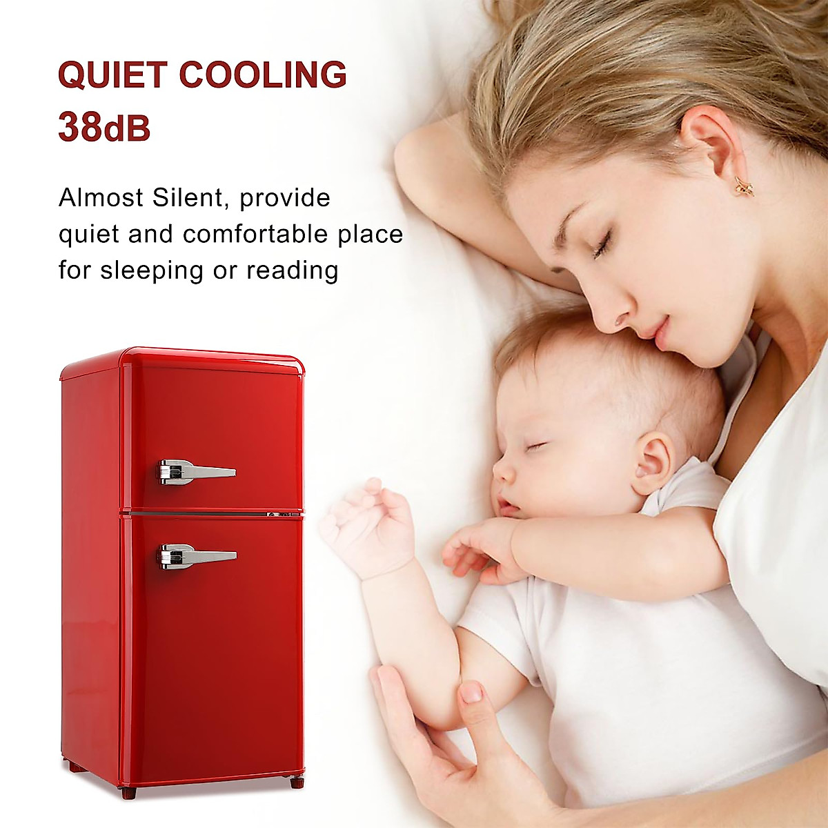 Fridge with Freezer Mini Retro Red 3.5 Cu.ft Compact Refrigerator Small for Bedroom, Office, Dorm, RV, Apartment with Adjustable Mechanical Thermostat 2-Door Design Red