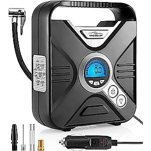 WindGallop Digital Car Tire Inflator Portable Air Compressor for Car Tires 12v Car Air Pump Tire Pump with Pressure Gauge LED Light Valve Adaptors for Bike Automobiles Basketball Pool Toys (1606y)
