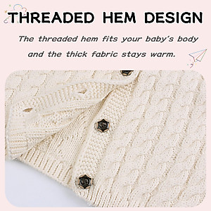 Peecabe Toddler Girl Sweaters Cable Knit Long Sleeve Crewneck Chunky Crochet Cardigans 1-6T (White, 4T)