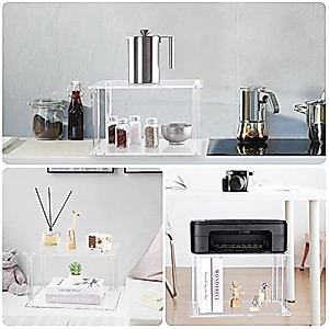 HMYHUM Acrylic Printer Stand - 2-Tier Small Home & Office Printer Table for Desktop and Under Desk, 15.75 x 11.81 x 9.65 inches, Clear
