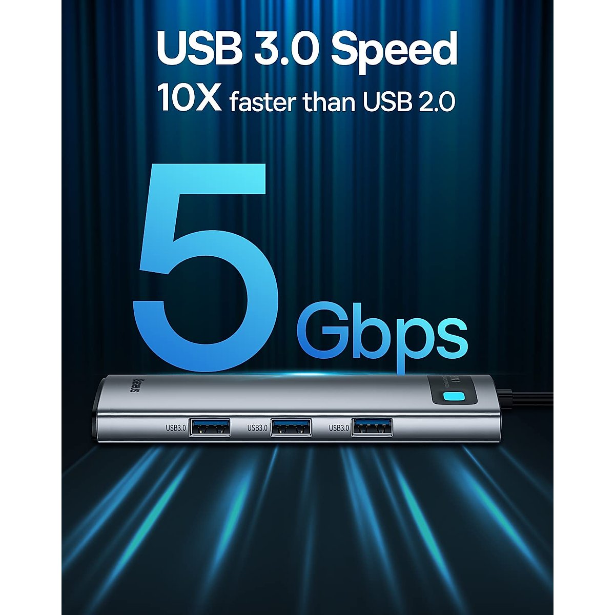 Baseus 8-in-1 USB C Hub Docking Station, USB C Adapter with 4K HDMI, 3 USB 3.0, TF/SD Reader, Ethernet, 100W Power Delivery Compatible with MacBook, Surface, iPad, Steam Deck or Other Type C Devices