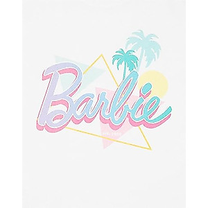 Barbie Women's Palm Tree T-Shirt | Iconic Brand | Fashionable White Top | Comfortable Retro Fit Movie Merchandise Gift - Large
