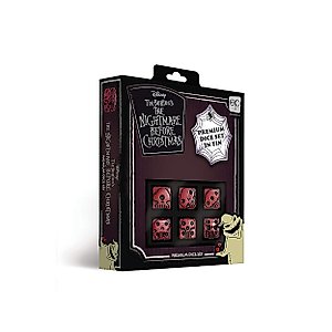 USAOPOLY Nightmare Before Christmas Premium Dice Set | Collectible d6 Dice | Red & Black Custom Dice with Collectible Tin Case | Officially Licensed Disney 6-Sided Dice (AC004-291-002000-12)