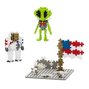 PLUS PLUS - Explore Space Bundle - Moon Baseplate & Astronaut, Alien 70 pc Tubes - Construction Building Stem/Steam Toy, Interlocking Mini Puzzle Blocks for Kids