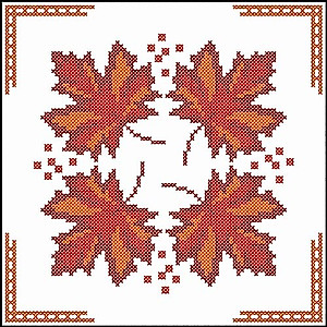 Herrschners Autumn Leaves Quilt Blocks Stamped Cross-Stitch