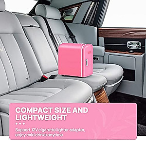 Mini Fridge 4 Liter AC/DC Energy Saving Cooler And Warmer Refrigerator, Portable Personal Fridge For Office, Car, Bedroom, 100% Freon-Free Great For Skincare, Fruit, Food, Medicine(Pink) - F…