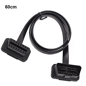 Yosoo Health Gear OBD2 Cable Adapter, OBD2 Extension Cable Car Auto OBD2 Flat Diagnostic Cable 16 Pin Male to Female Flat Two Pin Connector Diagnostic Adapter(60CM)
