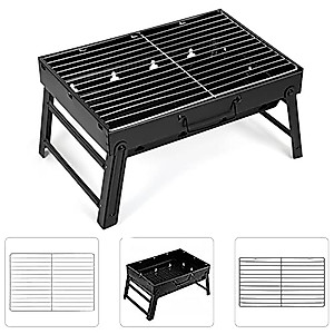 Barbecue Grill, Charcoal Grill Folding Portable Lightweight Barbecue Grill Tools for Outdoor Grilling Cooking Camping Hiking Picnics Tailgating Backpacking Party (Medium)
