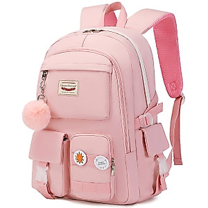 Classic Diamond School Backpack for Girls Laptop Backpack Cute Bookbag Kawaii School Bag Anime College Backpack for Teens Girls Student (Pink)