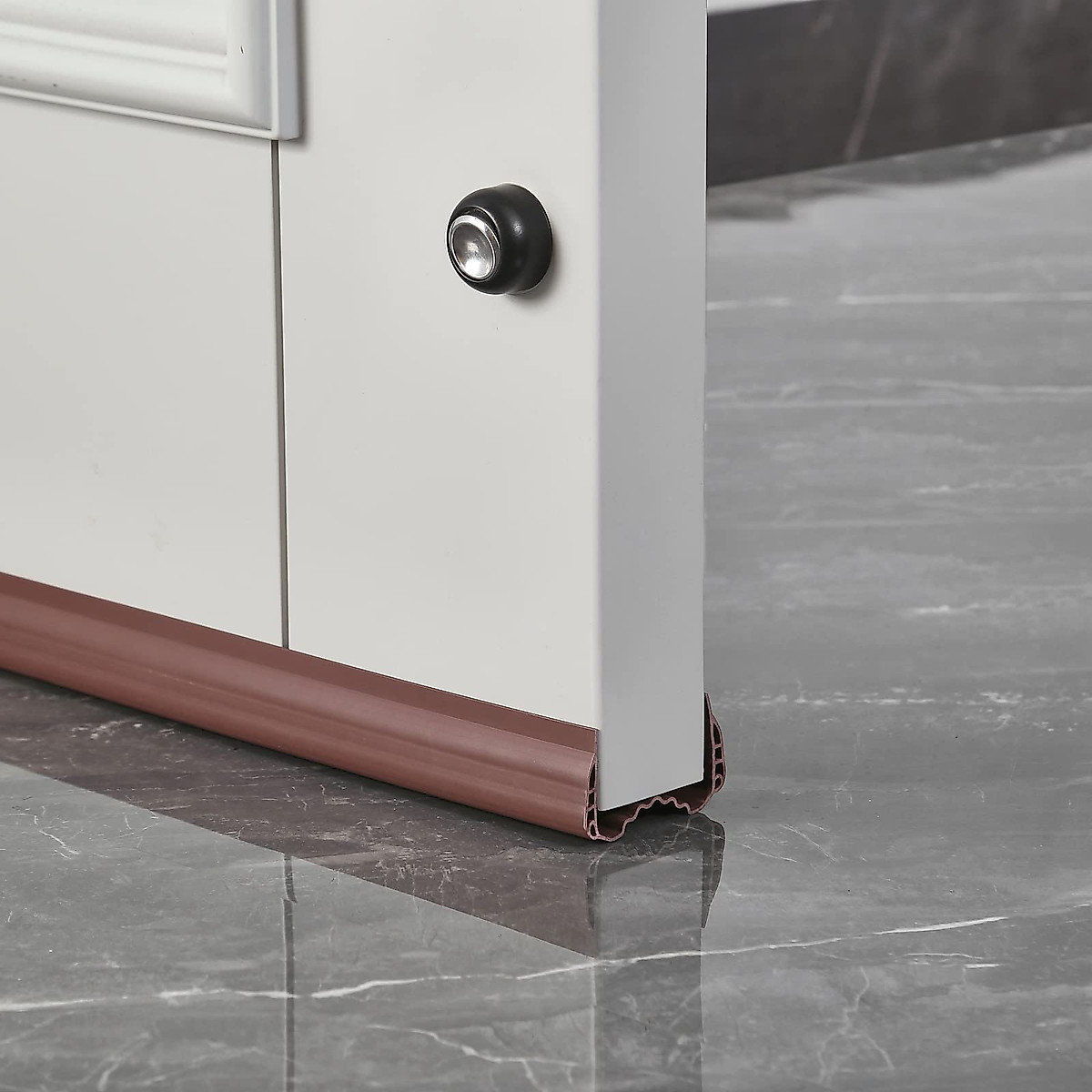 Weather Stripping Seal,Door Draft Stopper for Bottom of Seam Seal Strip PVC Cuttable Door Sweep Draft Stopper for Block Wind, Light, Dust, and Noise Brown