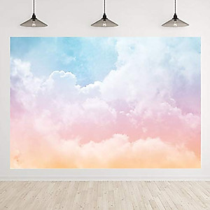 Rainbow Cloud Birthday Backdrop Blue Colorful Sky Wedding Party Decoration Girl Birthday Party Photography Background 6x4ft