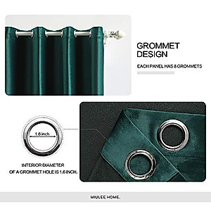 MIULEE Dark Green Velvet Curtains for Christmas Room Darkening Blackout Solid Emerald Curtains Thermal Insulated Soundproof Curtains/Drapes/Panels for Living Room Bedroom 52 x 72 Inch 2 Panels