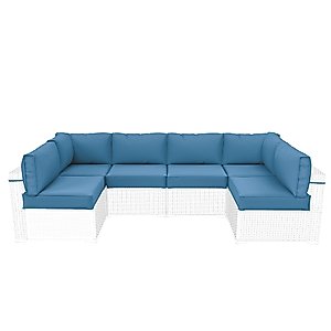 Snubbull Outdoor Replacement Cushions for Patio Furniture, 5" Foam High-Density, 14-Piece Water-Resistant Outdoor Cushion for 6-Seat Sectional Patio Conversation Sets, Liner&Cover