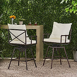 Christopher Knight Home Northrup Pipe Outdoor Adjustable Barstools, 2-Pcs Set, Black Copper
