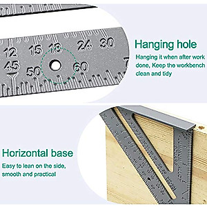 Carpenter Square, 7-inch Aluminum Square+ 5Pcs Woodworking Pen Rafter Carpenter Triangle Square Pressional Easy-Read Layout Tool framing Square (Aluminum)