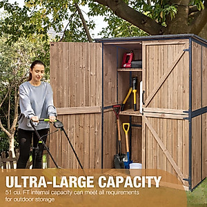 Outdoor Storage Shed, Tool Shed with Floor, Storage House with Metal Frame for Backyard Garden Patio Lawn -Brown