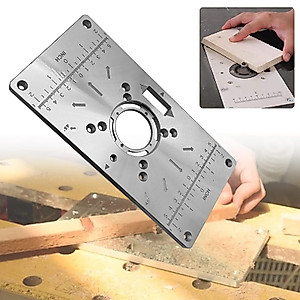 QYQRQF Router Table Insert Plate, Aluminum Router Plate for Woodworking Table Top Insert Mounting Plate Wood Tools Trimming Milling Machine with Accessories (Black)