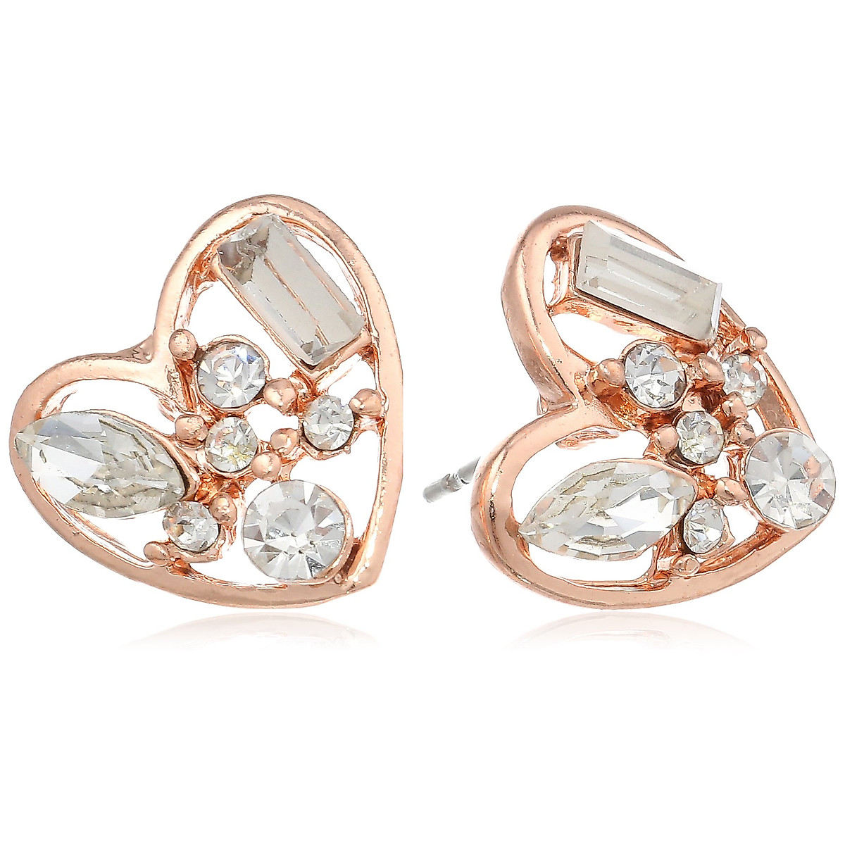 Betsey Johnson Crystal Heart Stud Earrings