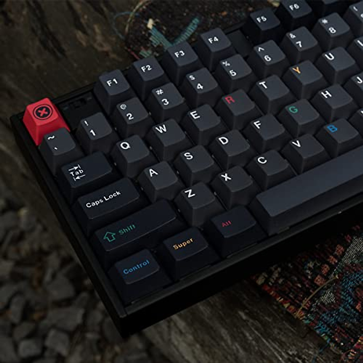PBT Black Gray Keycaps 153 Keys Cherry Profile Custom ISO ANSI Keyboard Keycap Set for 60% 65% 70% 75% Cherry Gateron MX Switches Mechanical Keyboards