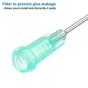 PATIKIL 18Ga x 0.5 Inch Dispensing Needle Tips, 100Pcs Stainless Steel and Plastic Glue Needle Tube Blunt Tips with Luer Lock for Glue Oil Applicator, Cyan Blue