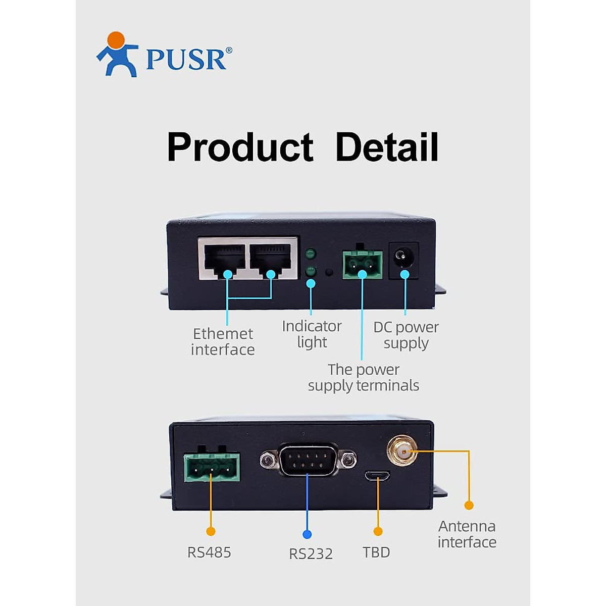 PUSR Industrial WiFi to 2 Ports Ethernet to Serial Converter Supports modbus RTU to TCP rs232 rs485 to WiFi ethernet Server USR-W630